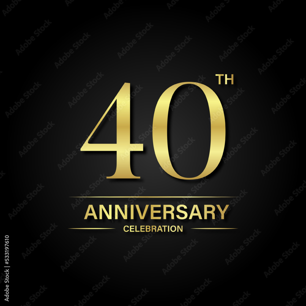 40th anniversary celebration with gold color and black background ...