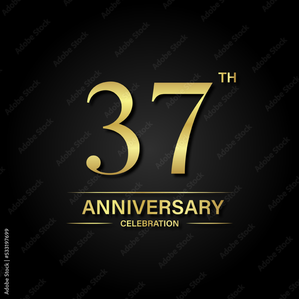 37th anniversary celebration with gold color and black background ...