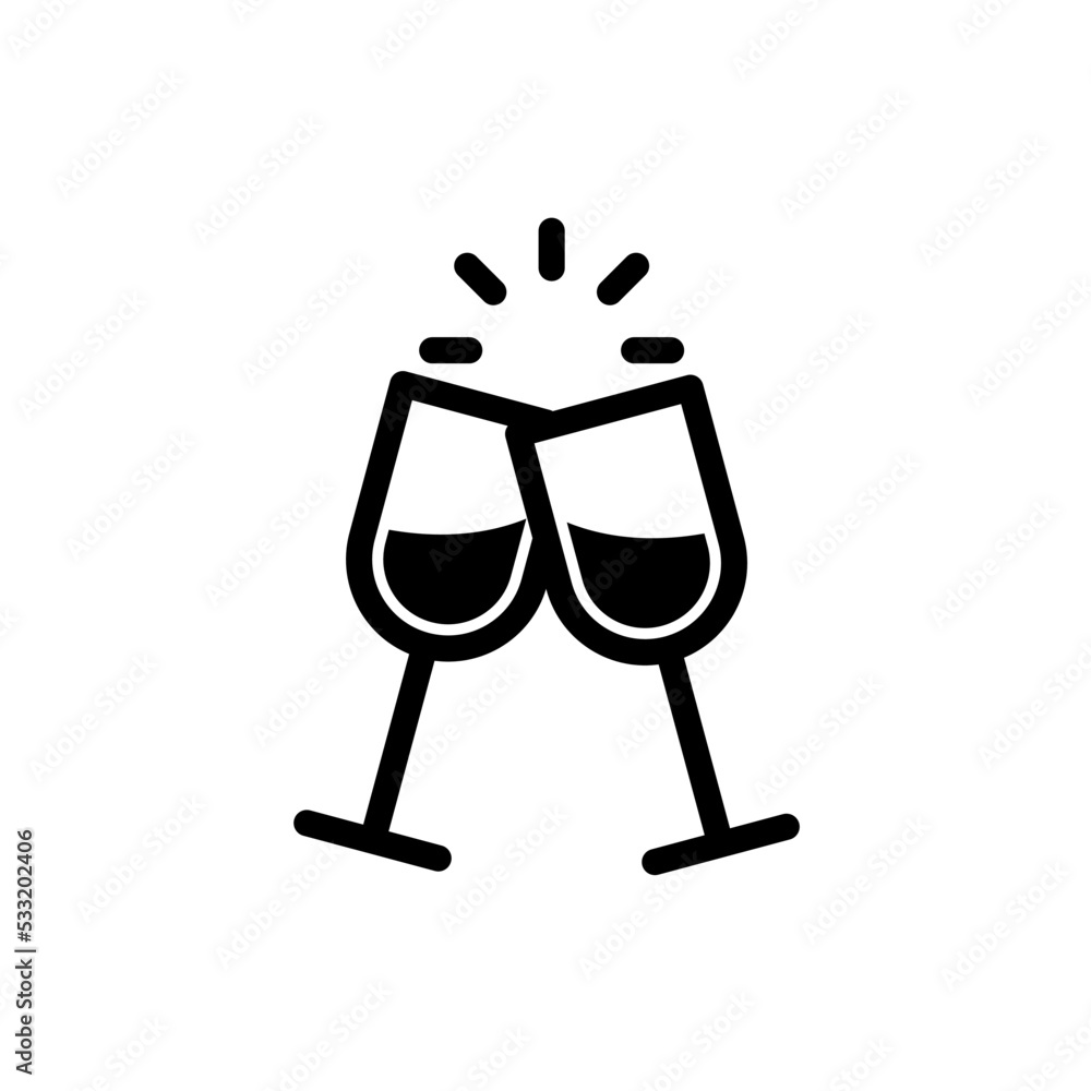 Icono de brindis. Copas chocando. Concepto de celebración. Ilustración ...