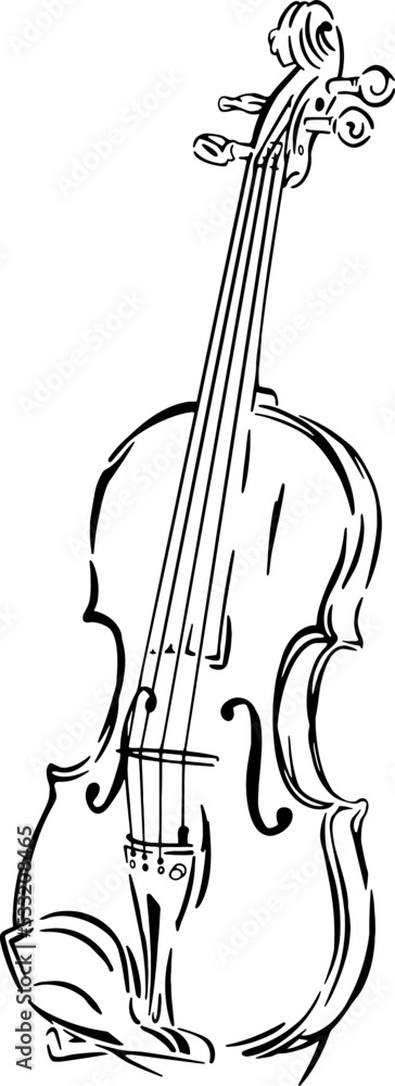 Violin outline hand drawing, vector design against white background ...