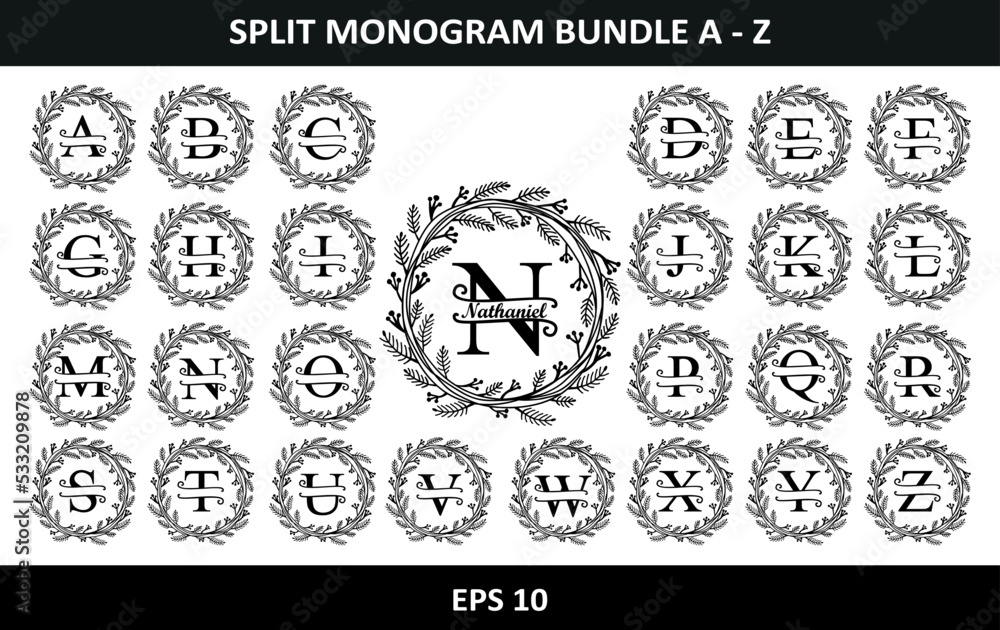 Split Monogram Letter, Set of letters to create a monogram. Monogram ...