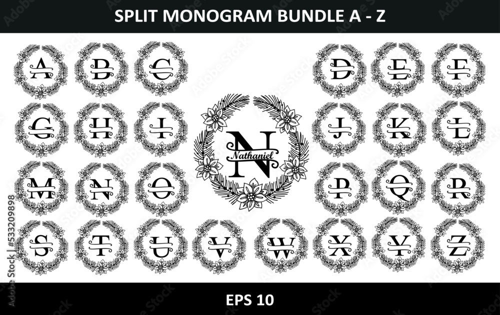 Split Monogram Letter, Set of letters to create a monogram. Monogram ...