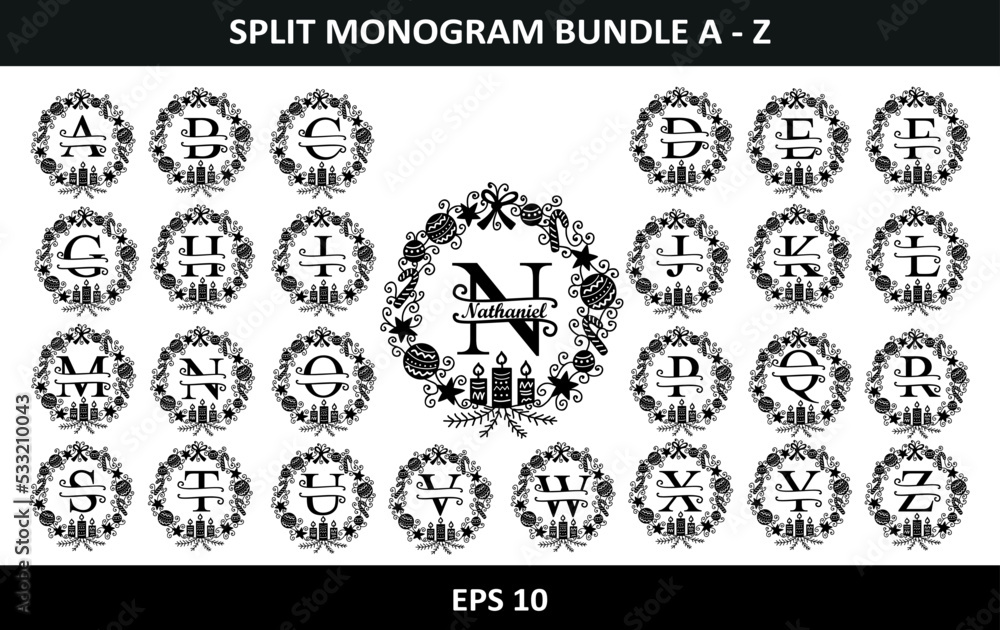 Split Monogram Letter, Set of letters to create a monogram. Monogram ...