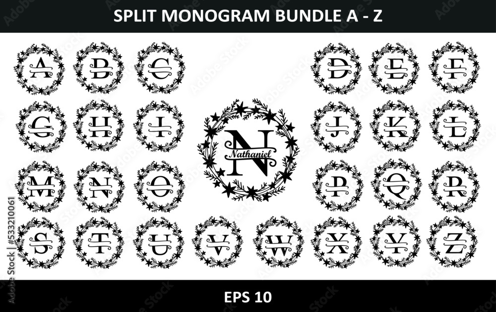 Split Monogram Letter, Set of letters to create a monogram. Monogram ...
