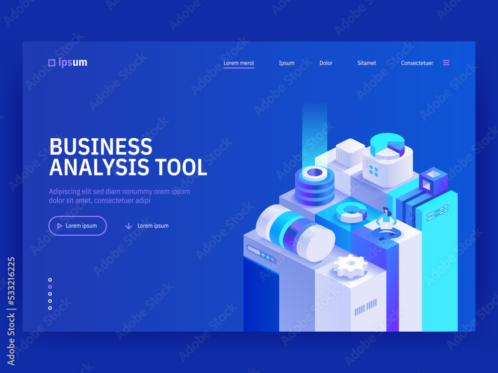 Business analysis tool landing page template. Business strategy and ...