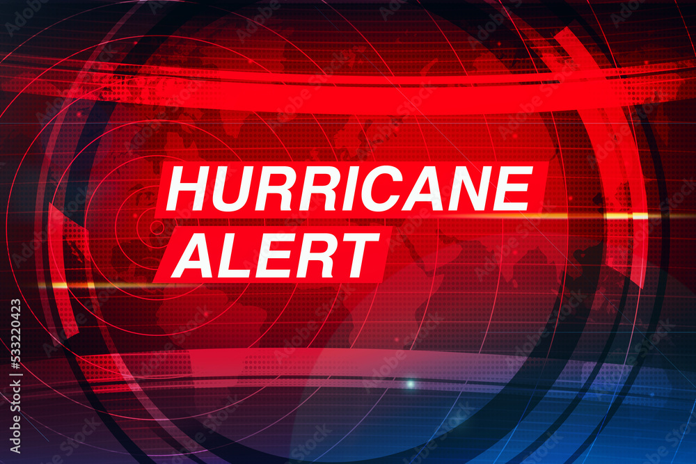 Hurricane alert concept abstract background with red alarming color and ...