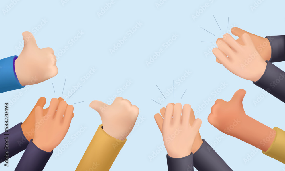 3D Human hands clapping. People crowd applaud to congratulate success ... 3D Human hands clapping. People crowd applaud to congratulate success ...