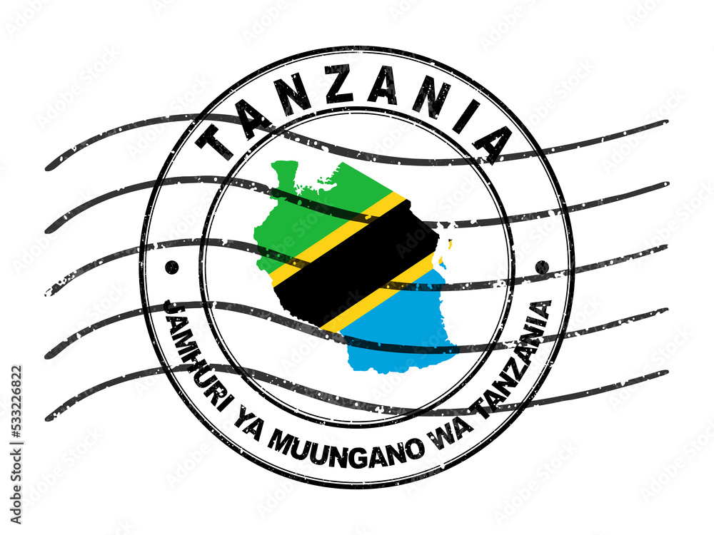 Map of Tanzania, Postal Passport Stamp, Travel Stamp Stock Illustration ...