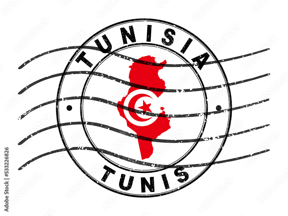 Map of Tunisia, Postal Passport Stamp, Travel Stamp Stock Illustration ...