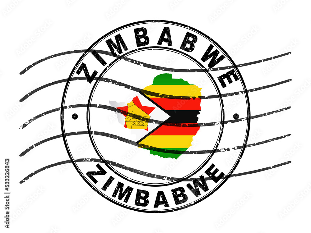 Map of Zimbabwe, Postal Passport Stamp, Travel Stamp Stock Illustration ...