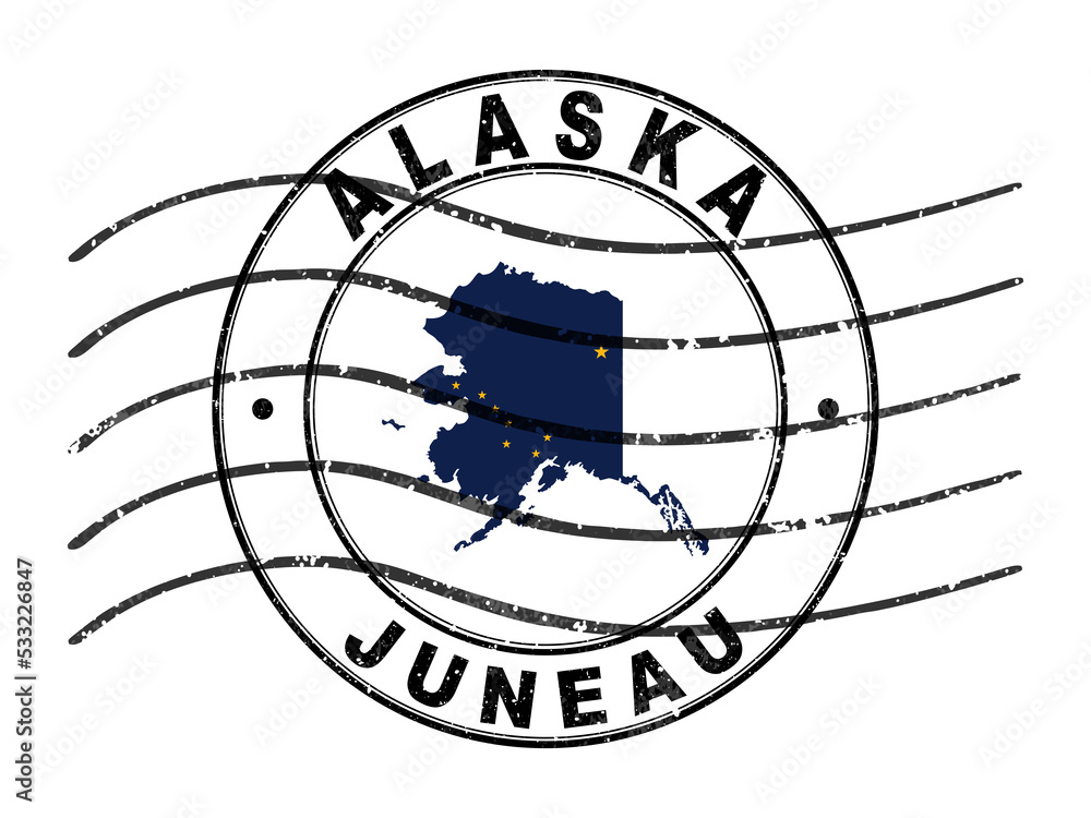 Map of Alaska, Postal Passport Stamp, Travel Stamp Stock Illustration ...