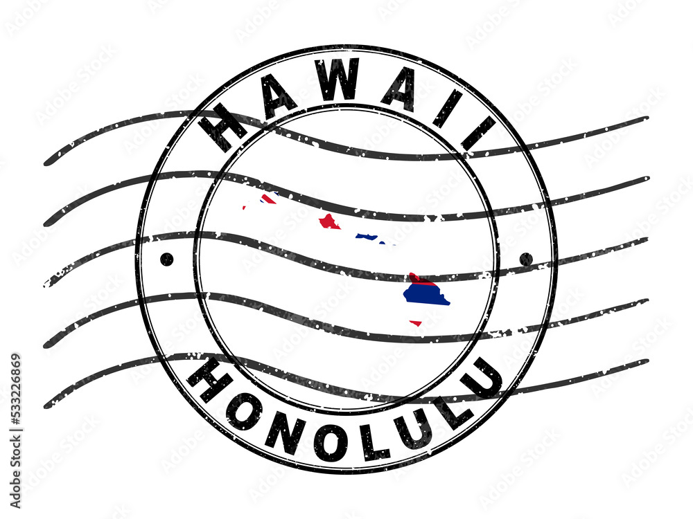 Map of Hawaii, Postal Passport Stamp, Travel Stamp Stock Illustration ...