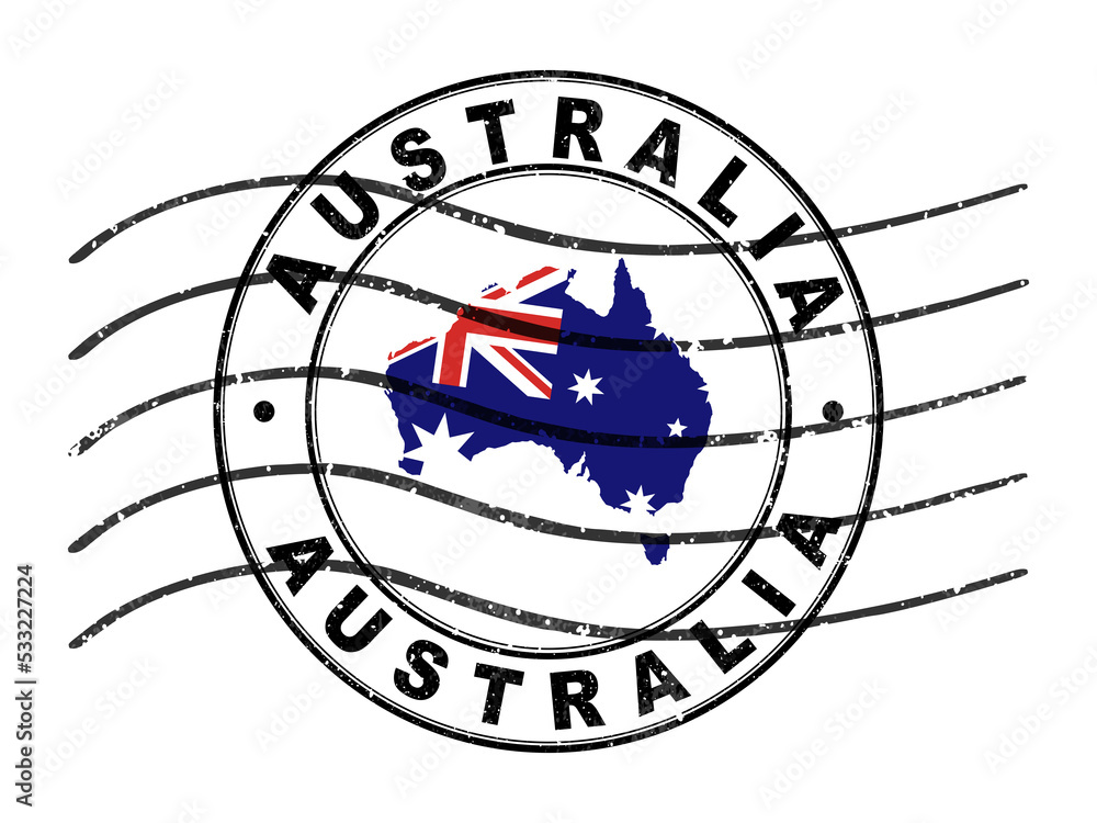 Map of Australia, Postal Passport Stamp, Travel Stamp Stock ...