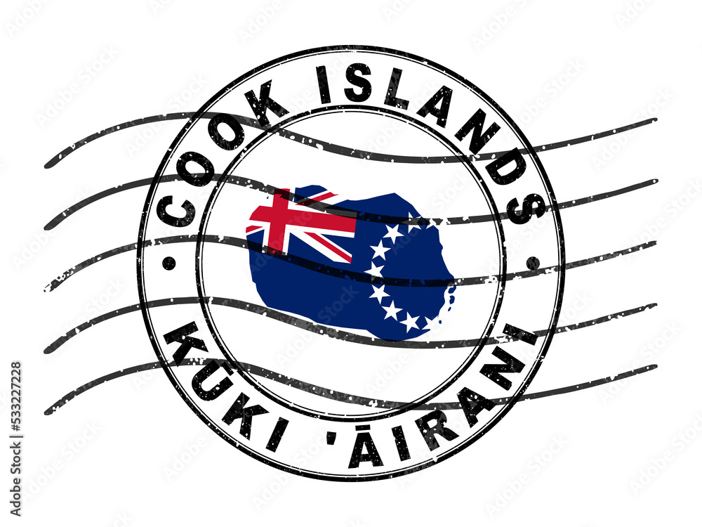 Map of Cook Islands, Postal Passport Stamp, Travel Stamp Stock ...