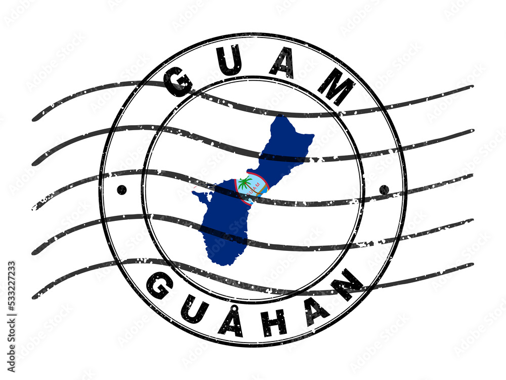 Map of Guam, Postal Passport Stamp, Travel Stamp Stock Illustration ...