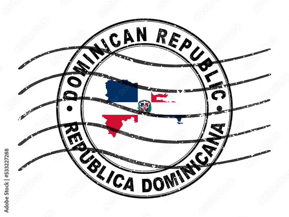 Map of Dominican Republic, Postal Passport Stamp, Travel Stamp Stock ...