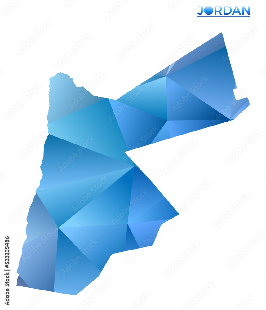 Vector polygonal Jordan map. Vibrant geometric country in low poly ...