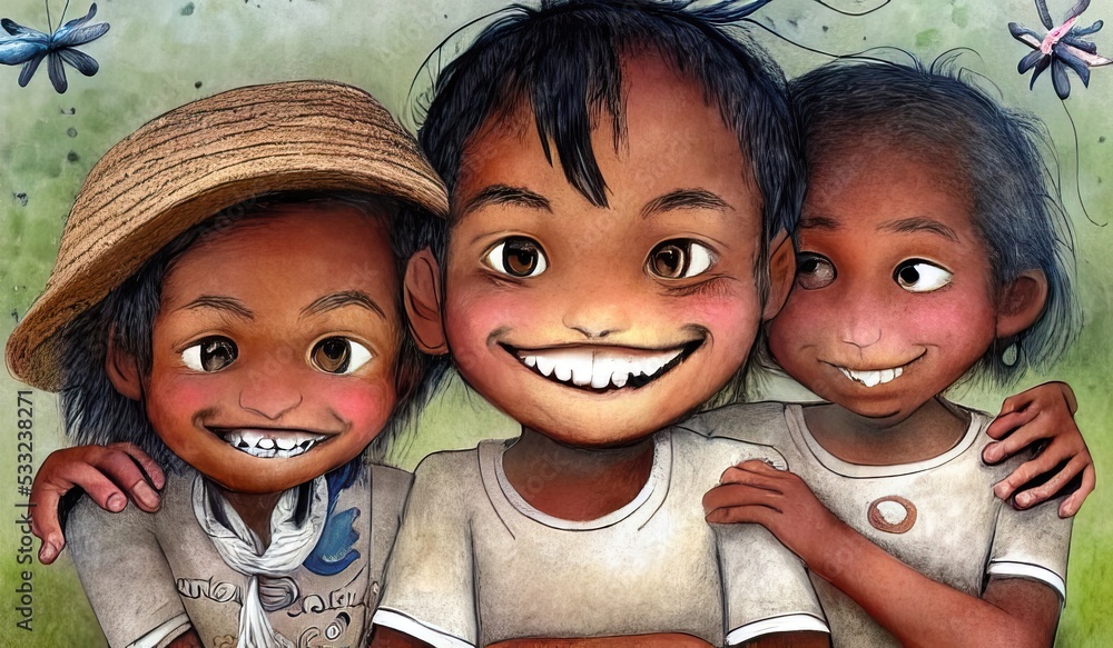 Aboriginal Australian children kids smiling, enjoying being outside in ...