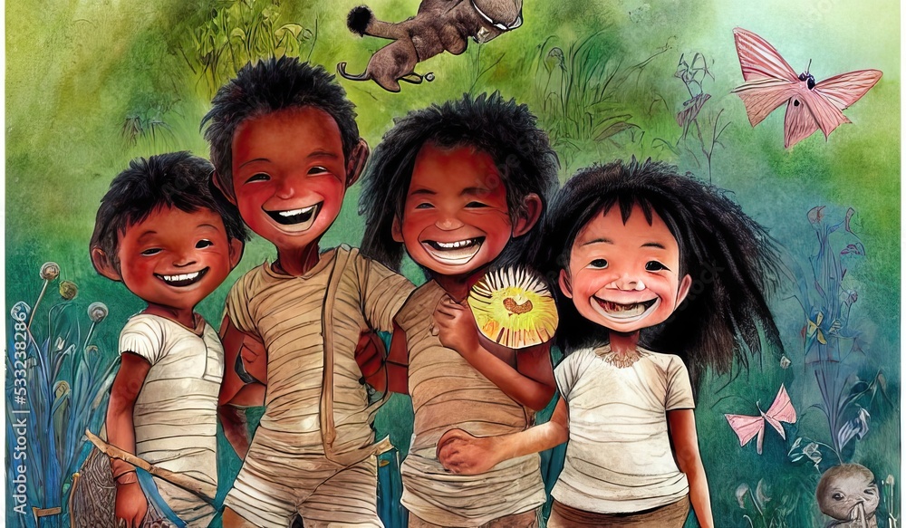 Aboriginal Australian children kids smiling, enjoying being outside in ...