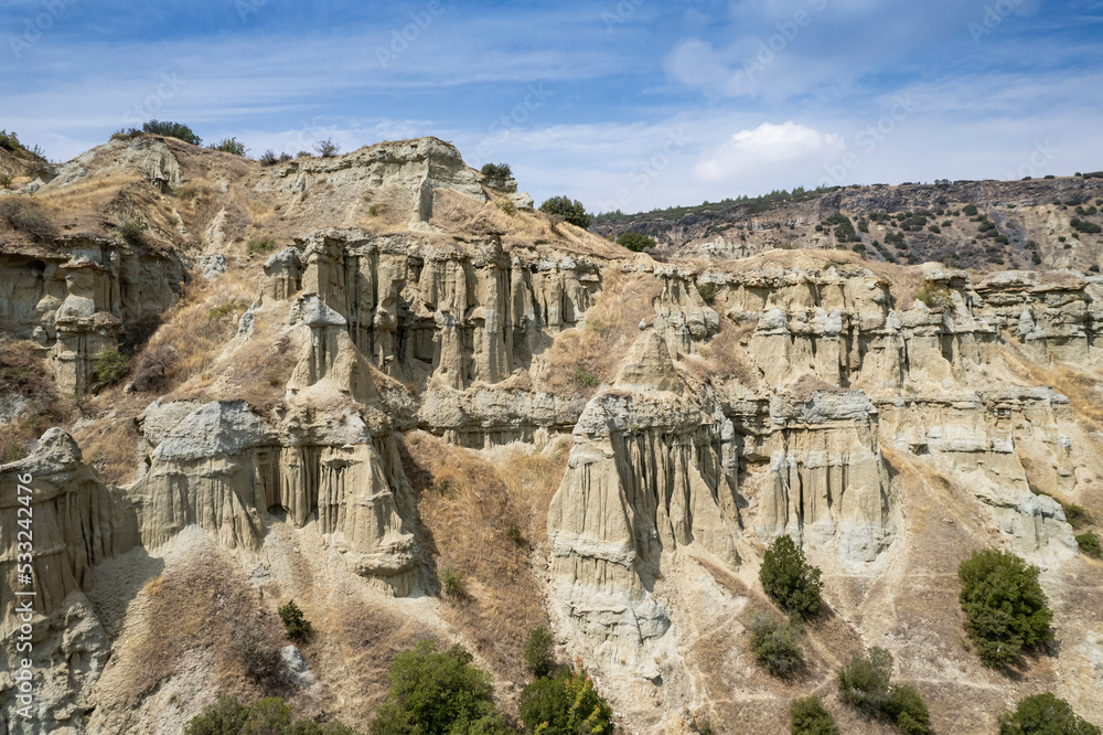 Kula Fairy Chimneys, Kula Geopark at location Manisa, Turkey. Kula ...