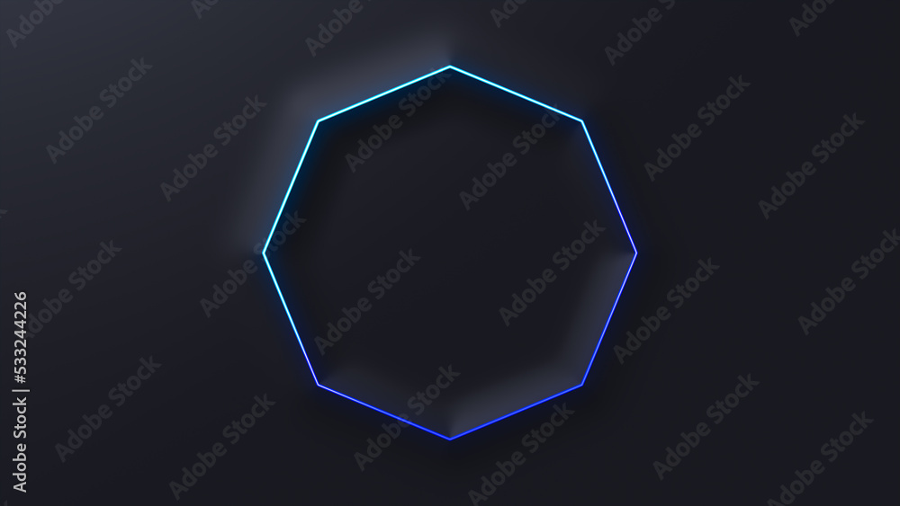 Black Surface with Embossed Shape and Blue Illuminated Edge. Tech ...