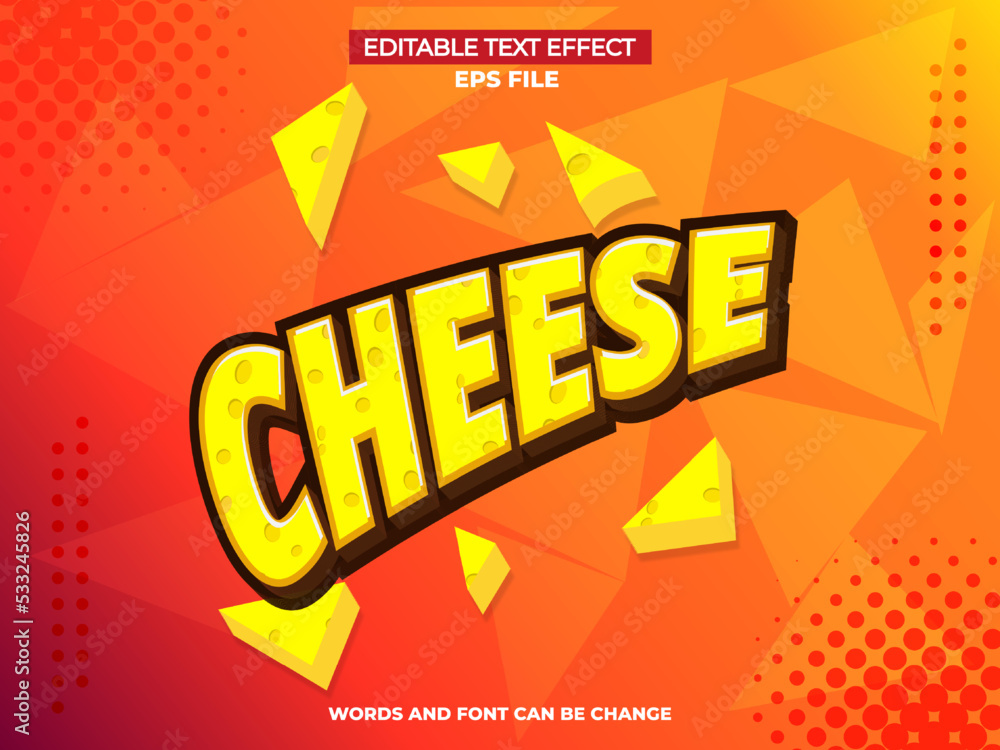cheese text effect, font editable, typography, 3d text. vector template ...