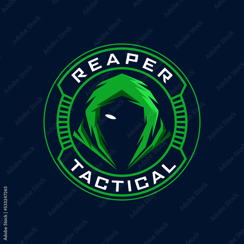 Grim Reaper in Circle Badge logo Skull design. For mascot logo design ...