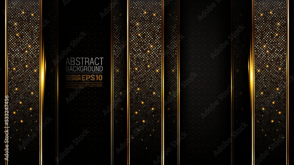 black gold background, luxury image abstract, straight lines overlap ...