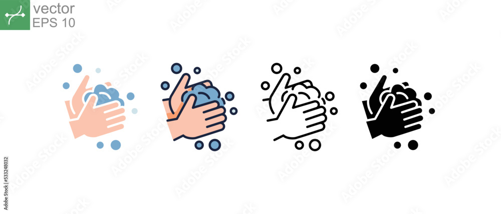 Handwashing illustration. Wash your hands with soap to cleaning and ...