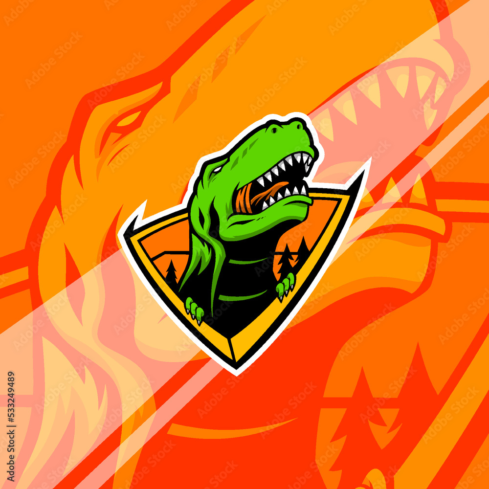 Angry t-rex dinosaur esport gaming mascot logo illustration ...