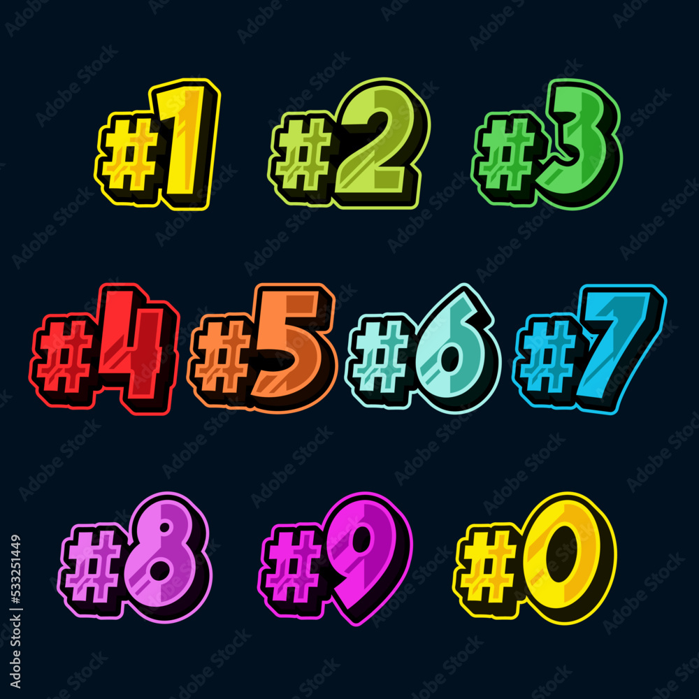 colorful number collection cartoon. graphic conversation text elements ...