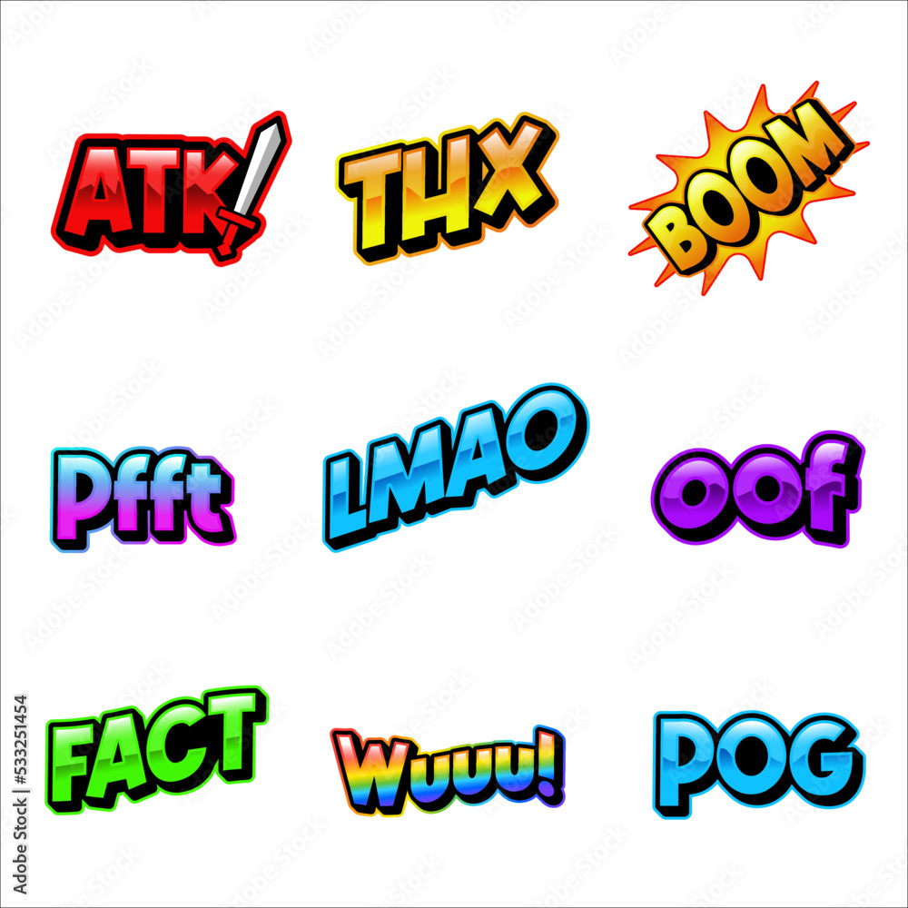 text emotes collection. can be used for twitch, youtube, and others ...