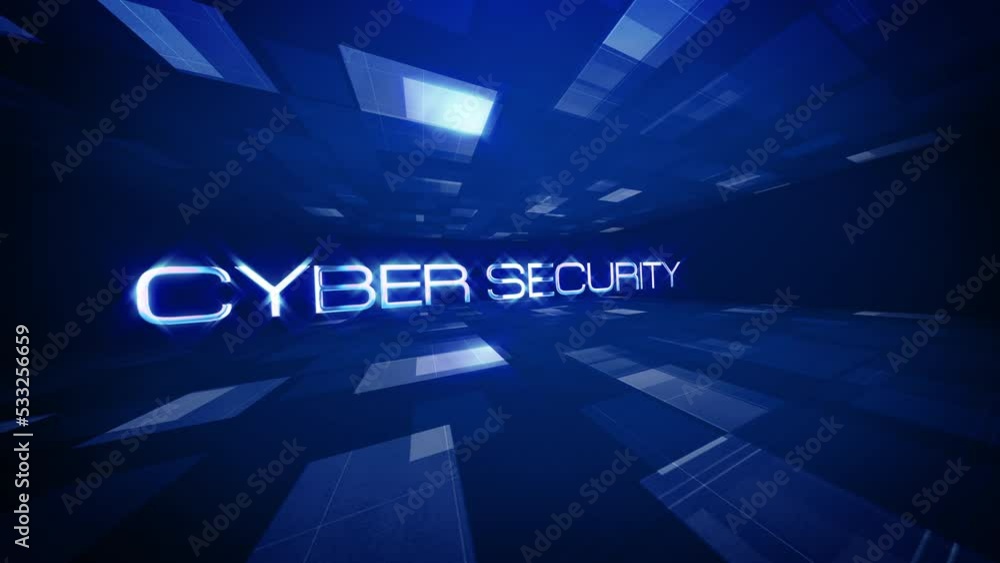 Cyber security text Science technology futuristic 3D cinematic title ...