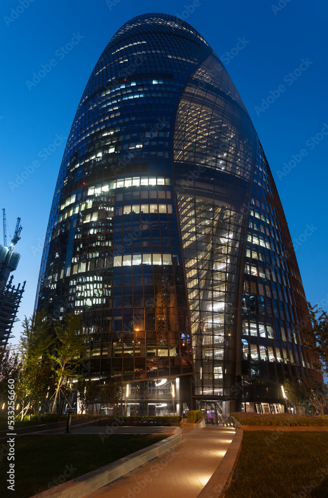 BEIJING, CHINA - SEPTEMBER 14, 2022: Leeza SOHO at night. Leeza SOHO ...
