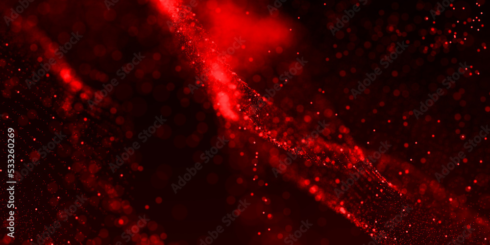 abstract red background with falling glitter particles. Beautiful ...