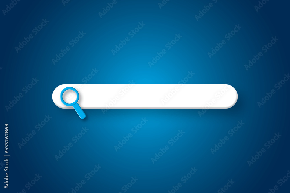 Search bar with light on dark blue background. Flat design template for ...