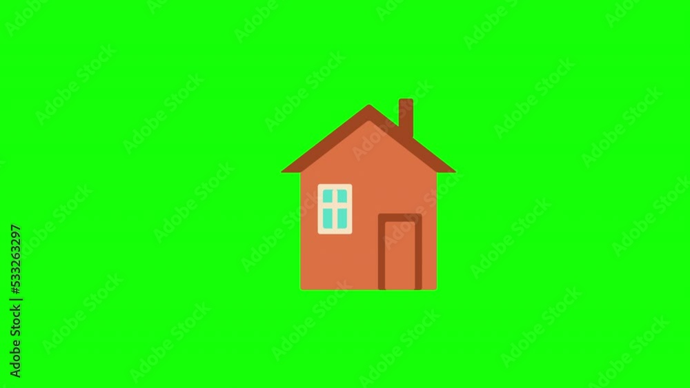 house Building icon Animation. loop animation with alpha channel, green ...