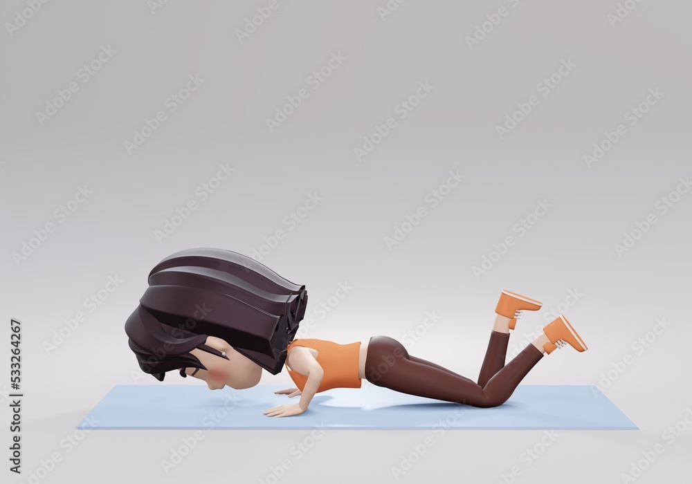 3d render. Women exercise with an Archer Push Ups pose. The workout ...