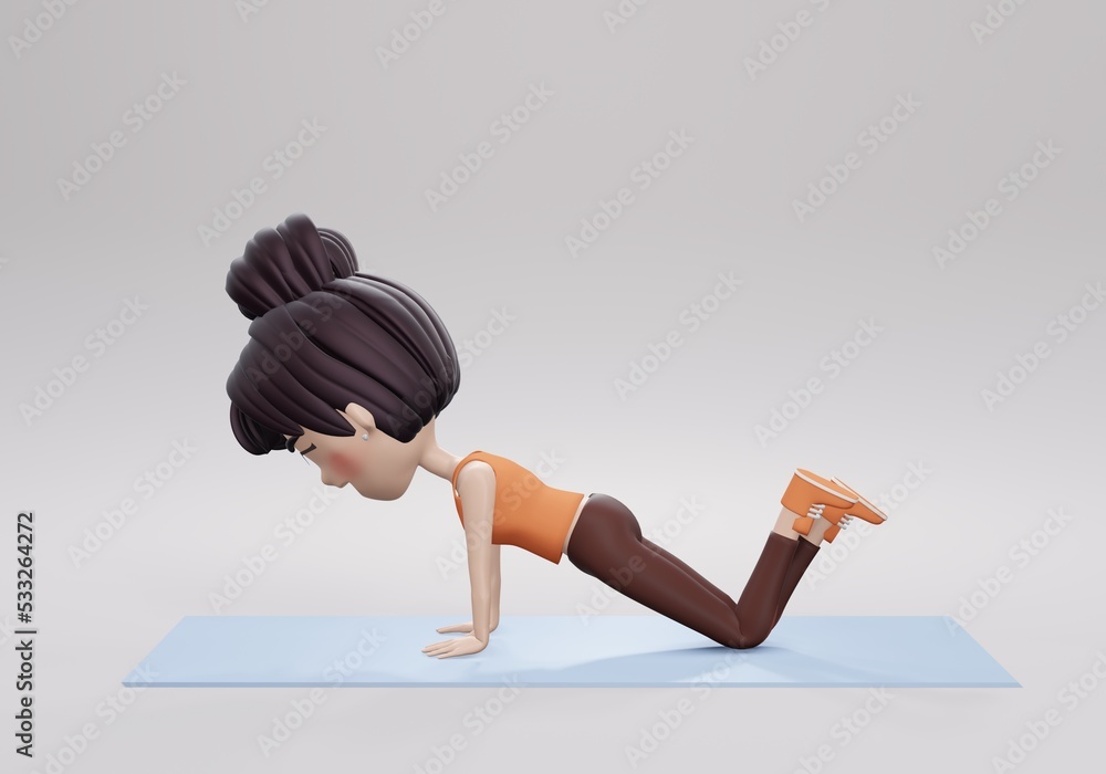 3d render. Women exercise with an Archer Push Ups pose. The workout ...