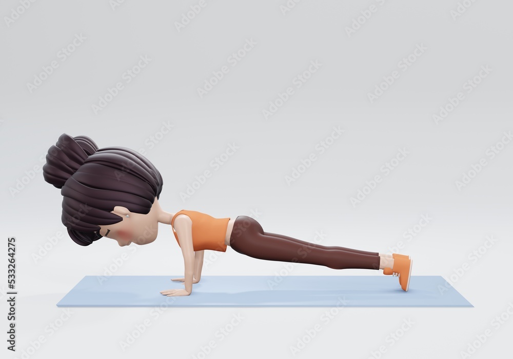 3d render. Women exercise with an Archer Push Ups pose. The workout ...