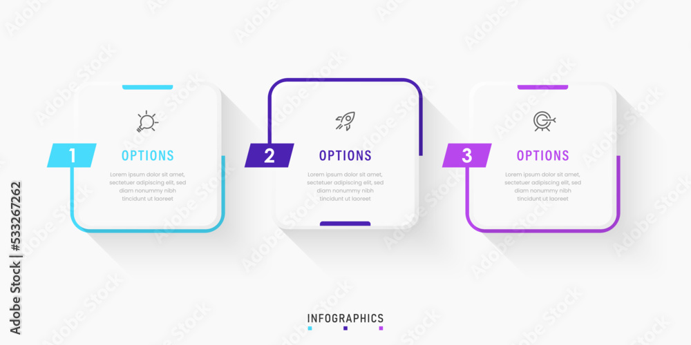 Vector Infographic label design template with icons and 3 options or ...