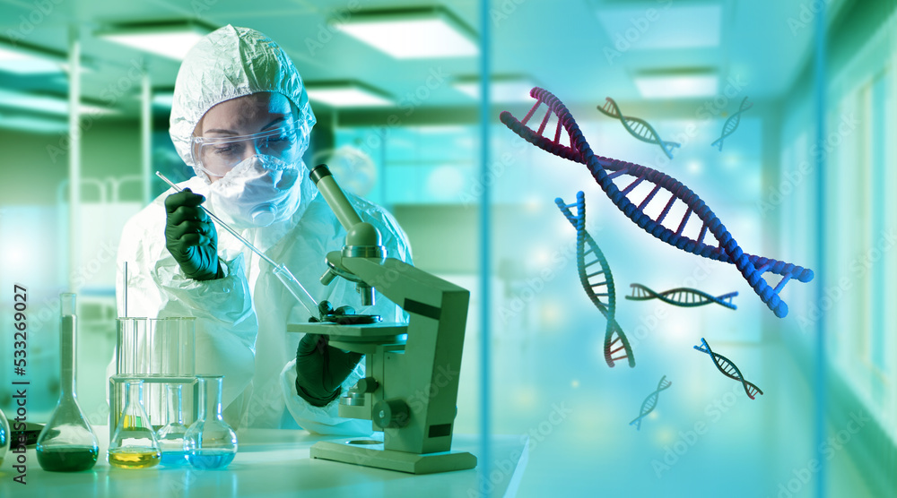 Fototapeta kuchenna Genetic research. Modification human genome ...