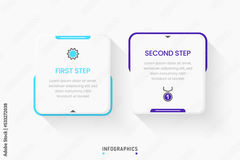 Vector Infographic label design template with icons and 2 options or ...