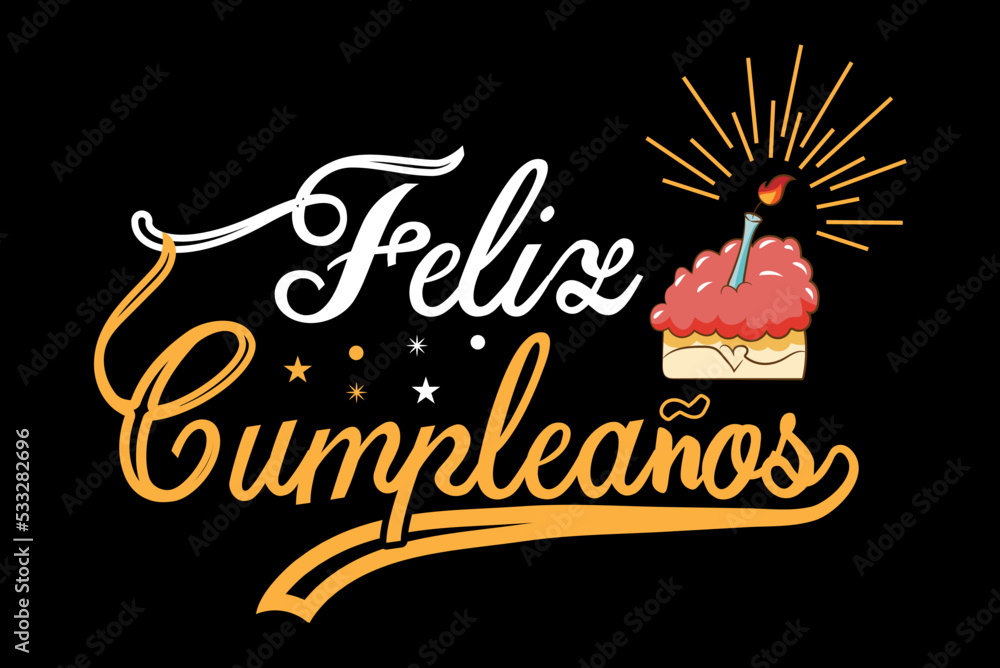 Feliz Cumpleaños Happy Birthday In Spanish Vector Illustration Stock