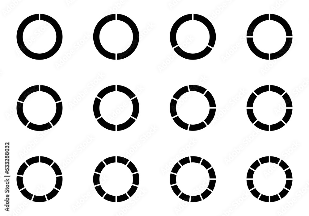 Pie charts diagrams. Set of different color circles isolated ...