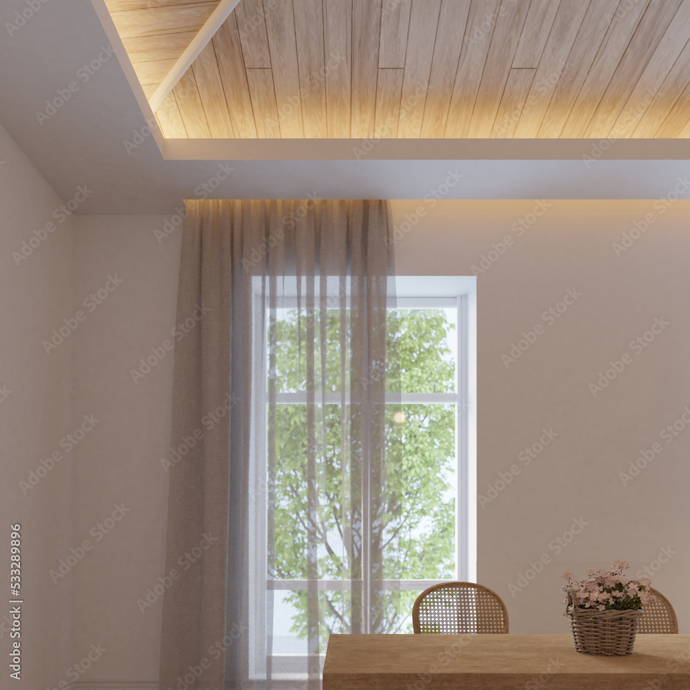 Mock up on the dining table interior space to place things. overlooking ...