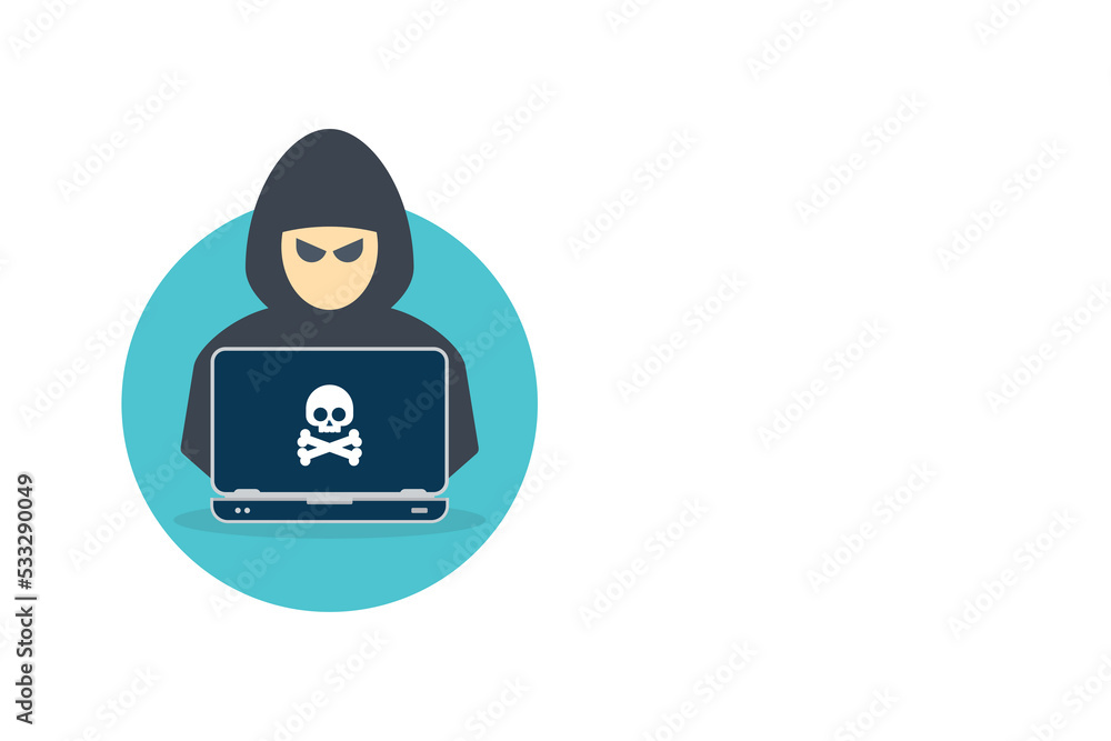 Hacker, Cyber criminal with laptop stealing user personal data. Hacker ...