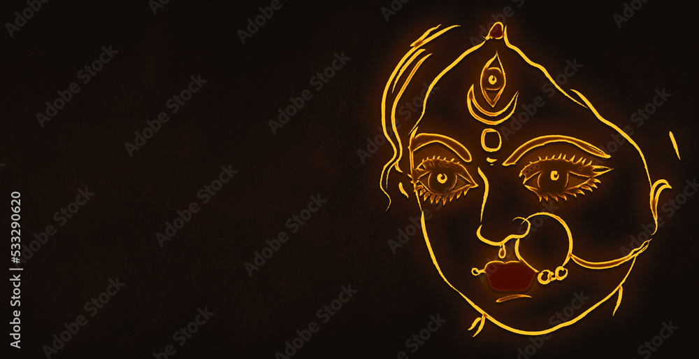 3D maa durga yellow neon sign Stock Illustration | Adobe Stock