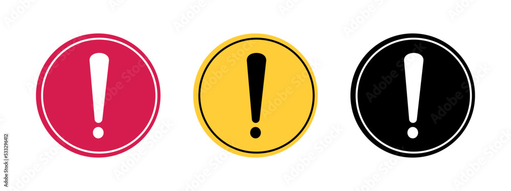 exclamation mark.Set of exclamation marks on road signs Stock Vector ...