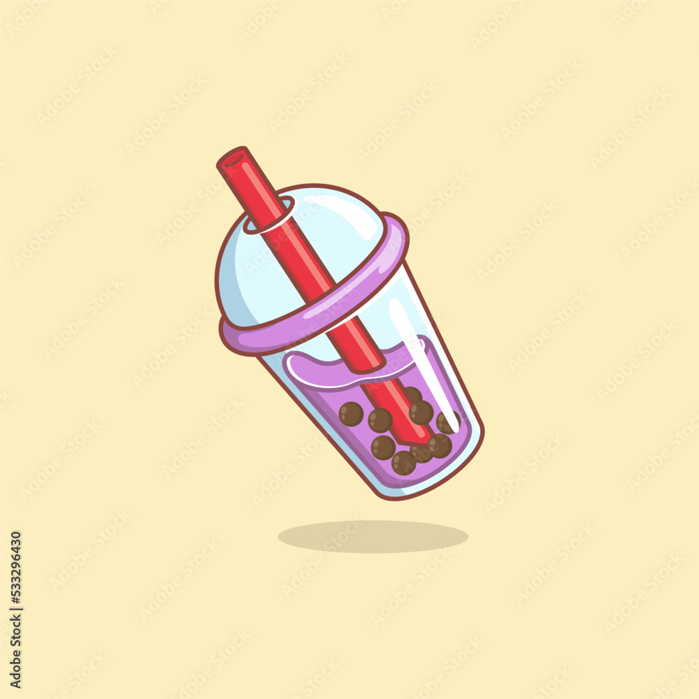 boba drink cute cartoon illustration Stock Vector | Adobe Stock